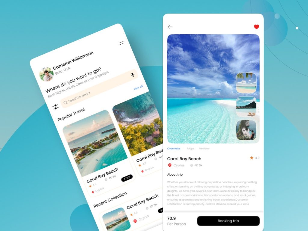 Travel App Design Figma - Techsuf